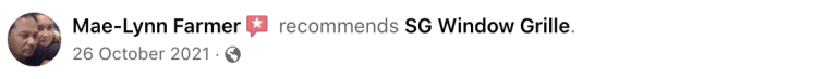 Testimonials - Window Grille Sg